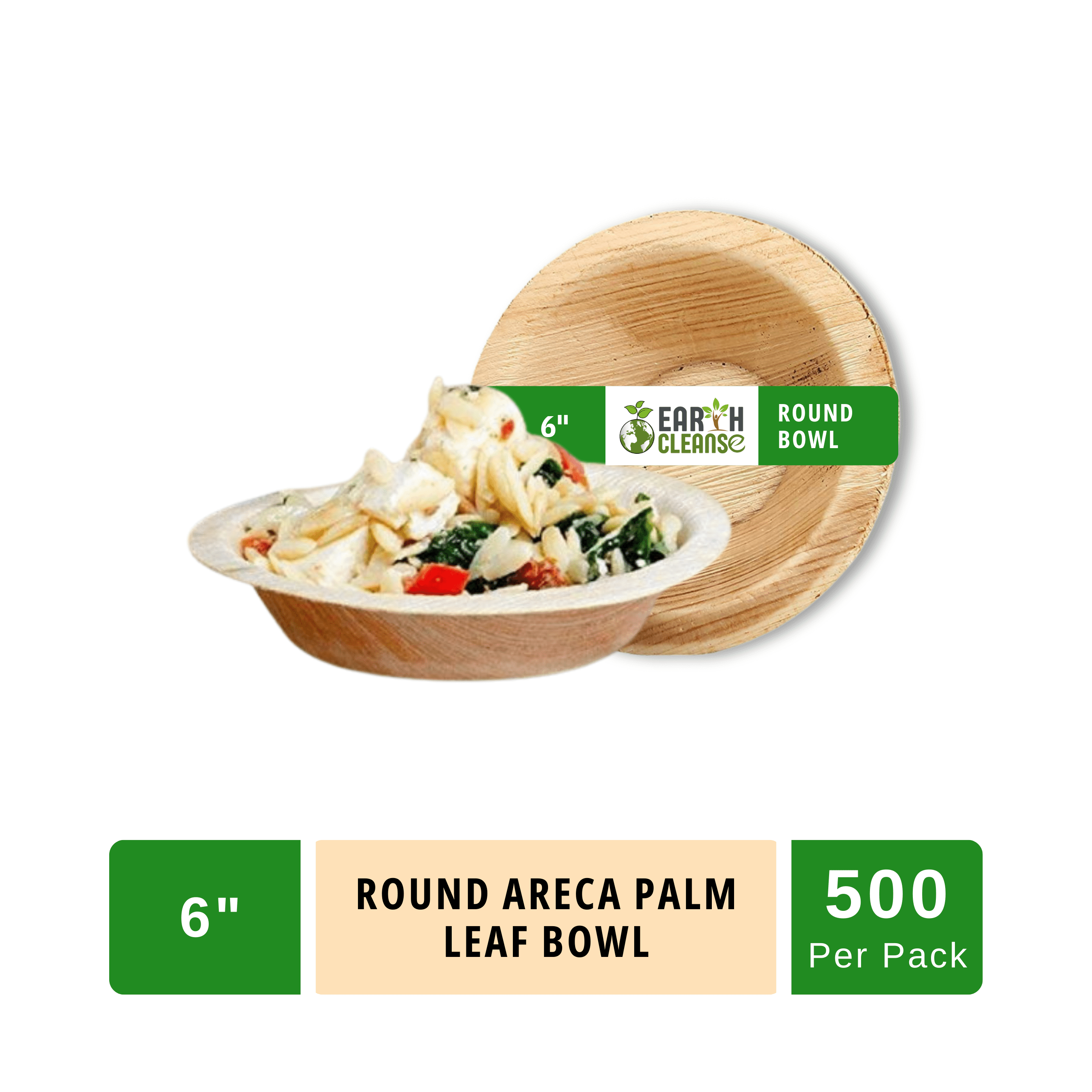 Earth Cleanse 6" Round Areca Palm Leaf Bowl ,500 Pack - Walmart.com