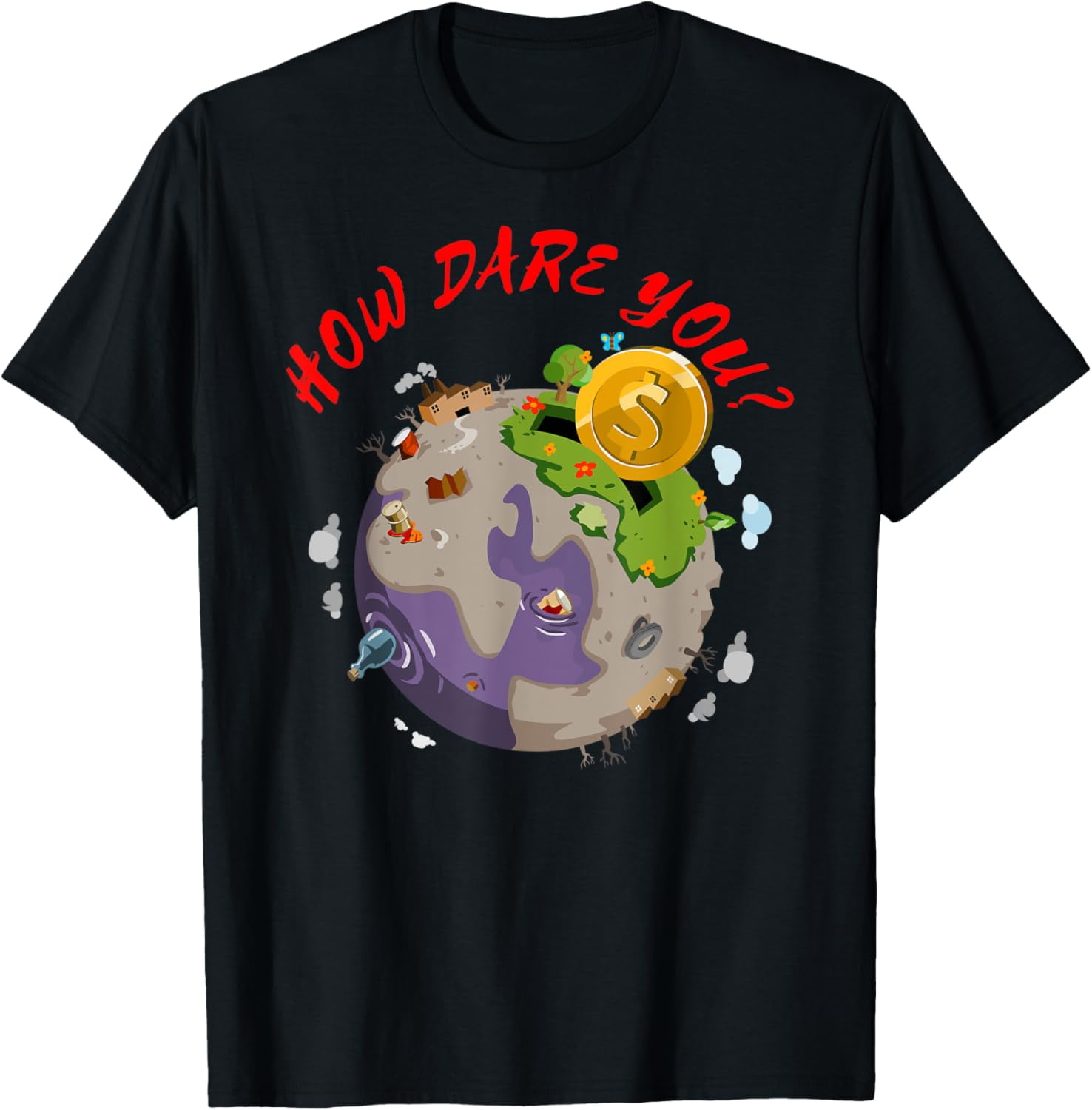 Earth Climate Shirt Environment Protest Gift How Dare You T-Shirt-L ...
