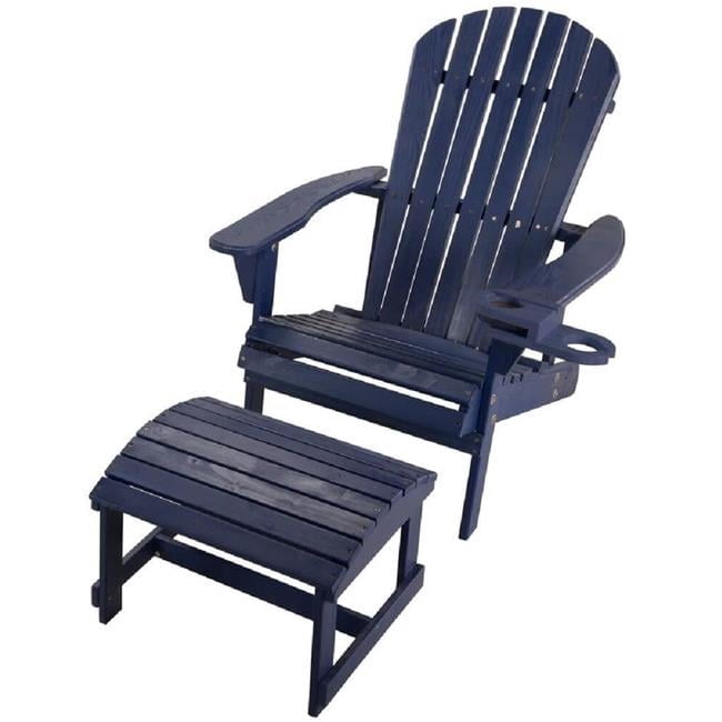 Earth Collection Adirondack Chair with Phone & Cup Holder, Navy ...
