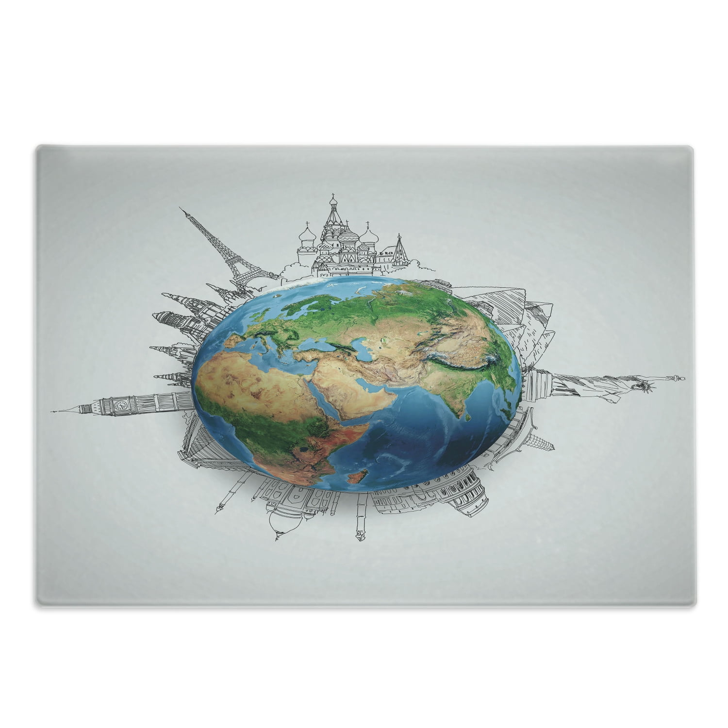 Earth Cutting Board, Globe of Planet Earth Realistic Continents ...