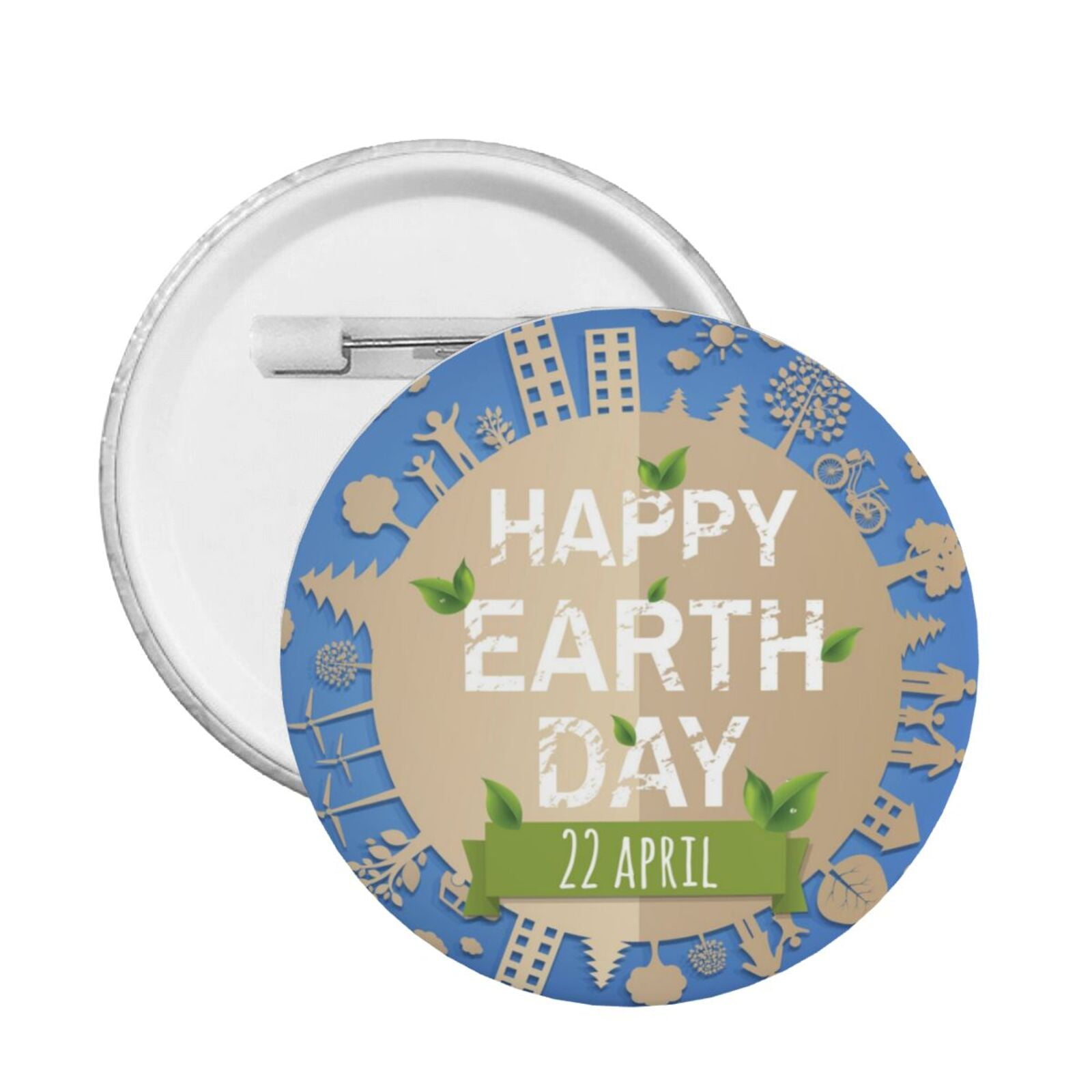 Earth Day 2024 Pin Button Badge, Personalised Button Metal Badge Round ...