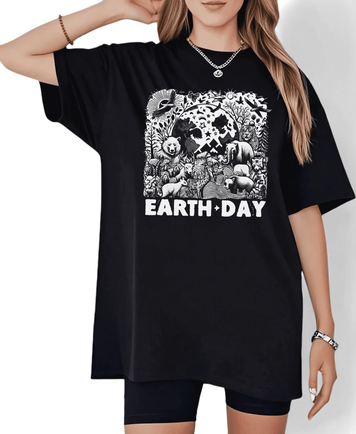 Earth Day Biome Black S-5XL Cotton Eco Volunteer Graphic Tees Shirts ...