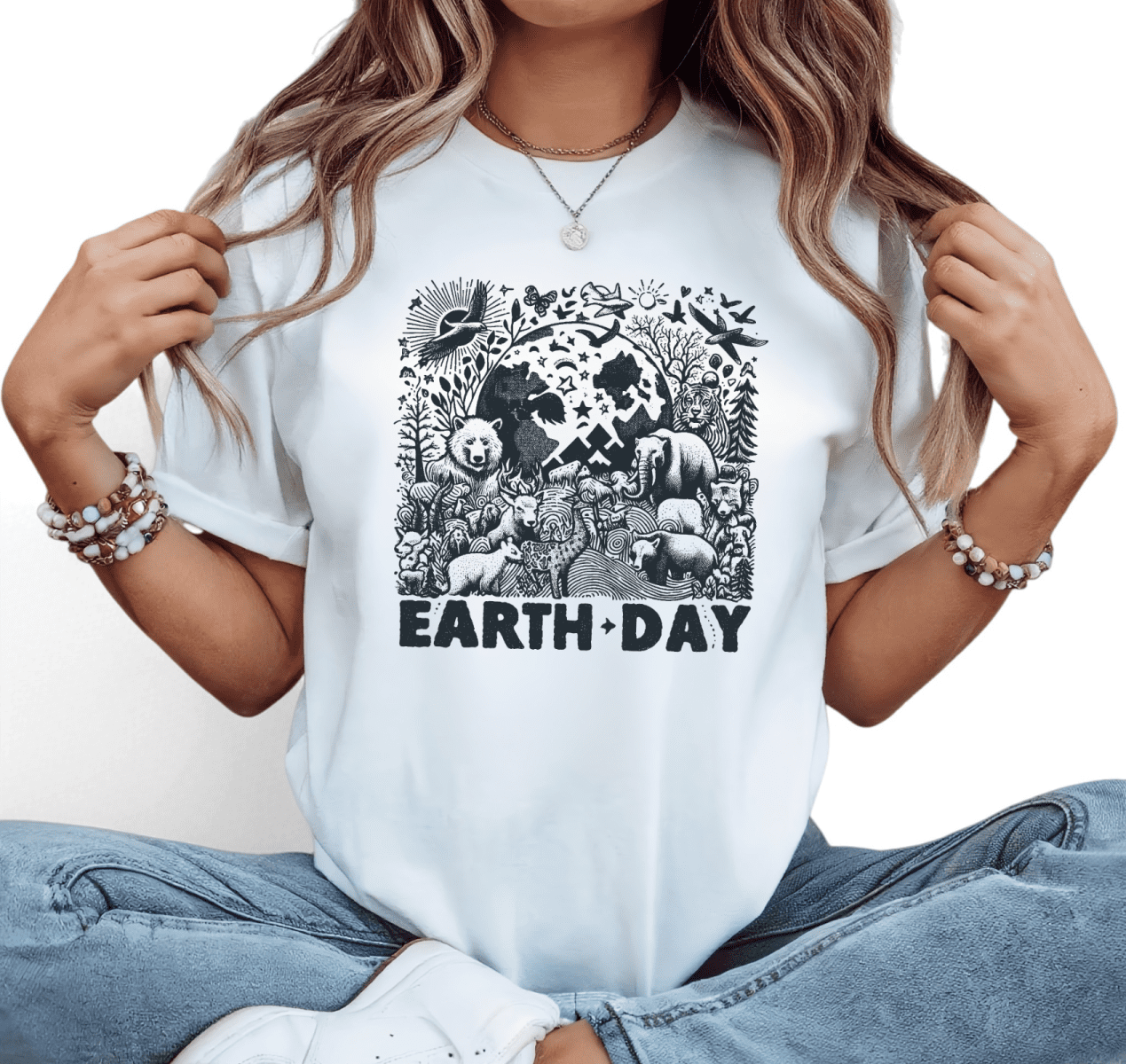 Earth Day Biome White S-5XL Cotton Eco Volunteer Graphic Tees Shirts ...