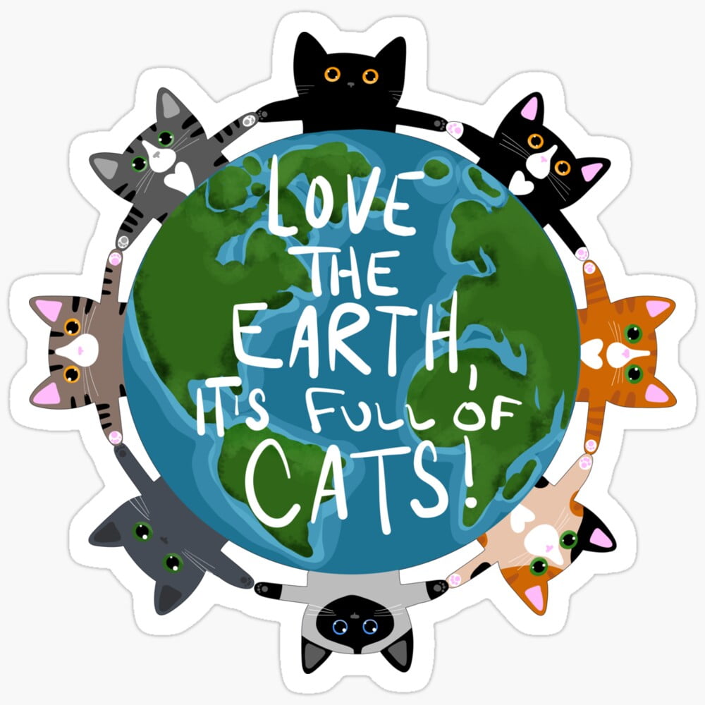 Earth Day Cats 2023 Sticker Phone Decal Water Bottle Stickers Car ...