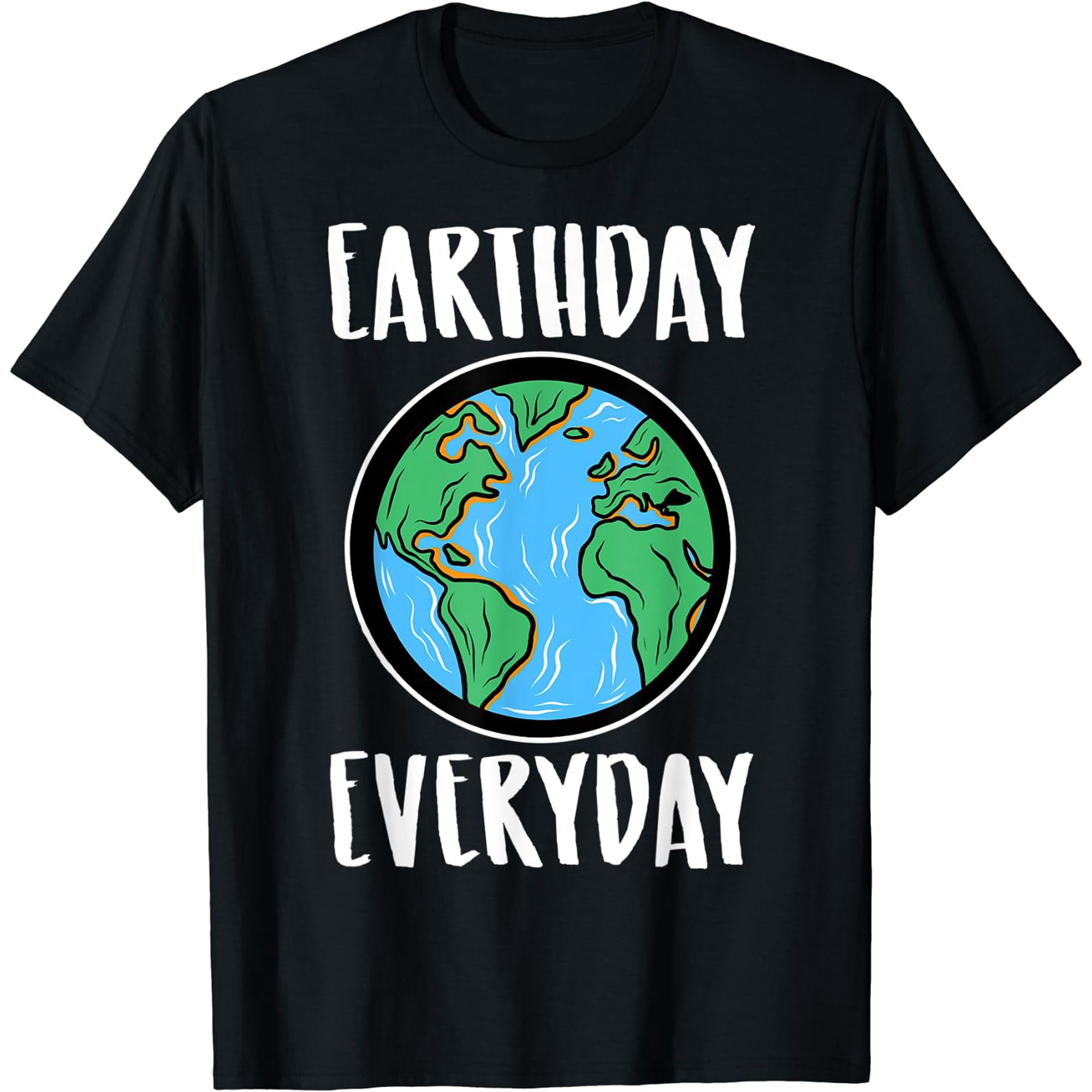 Earth Day Every Day Environmental Short Sleeve Black T-Shirt Cotton Tee ...