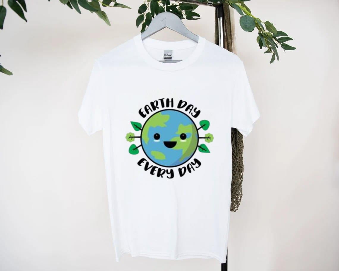Earth Day Every Day Fun Lettering Clean Future Style T-Shirt, for men & women, up to size 5XL ...