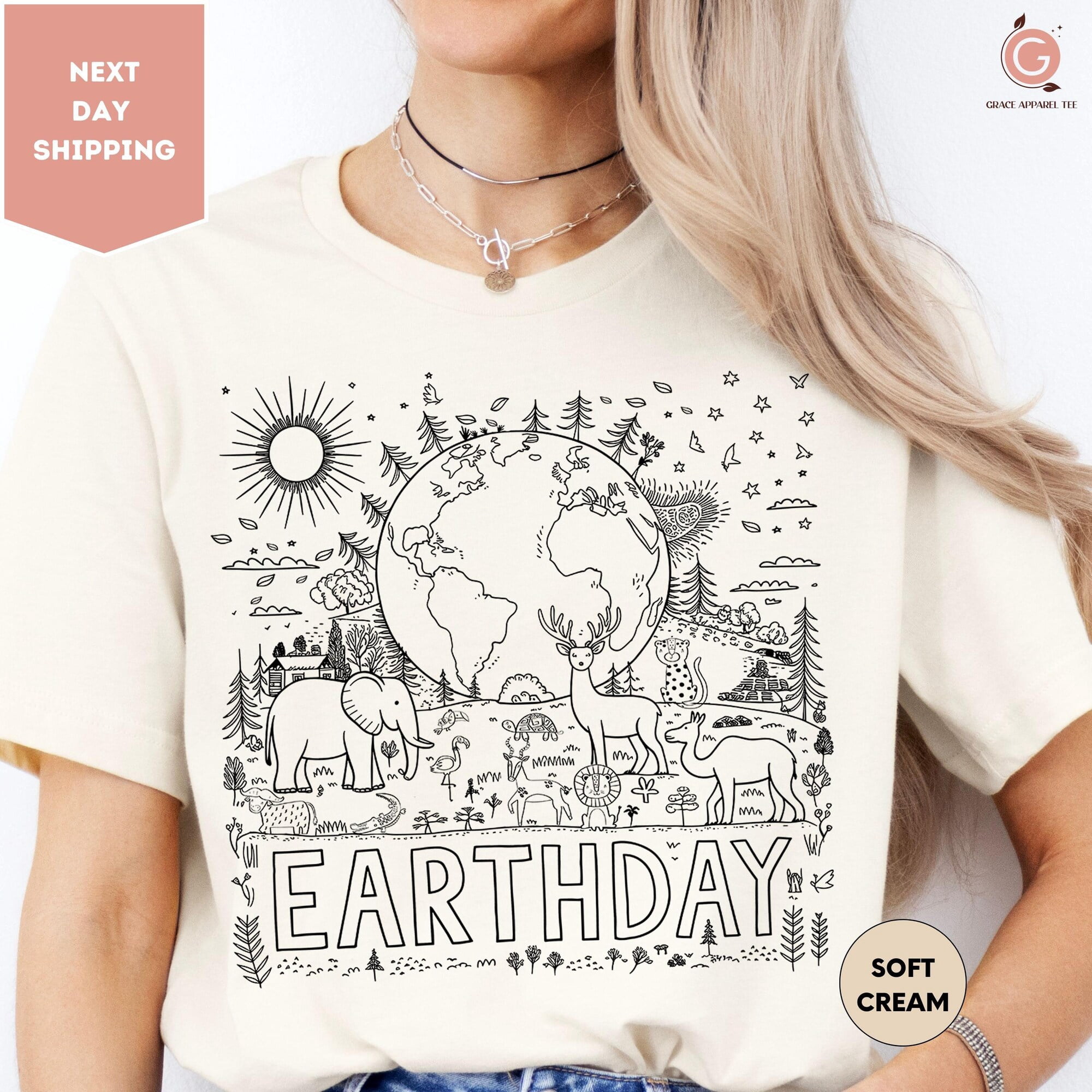 Earth Day Everyday Shirt Save The Earth Animals Graphics Tee ...