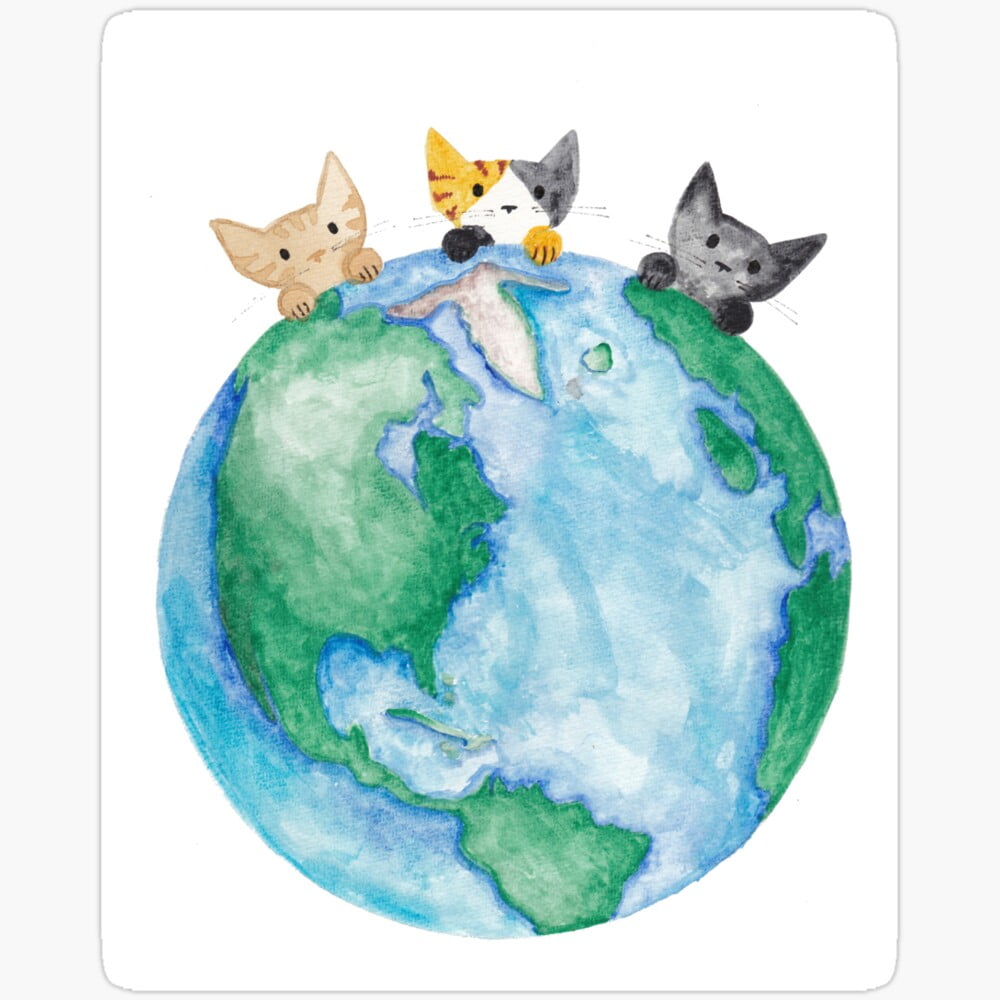 Earth Day Kitties Sticker Phone Decal Water Bottle Stickers Car Decals ...