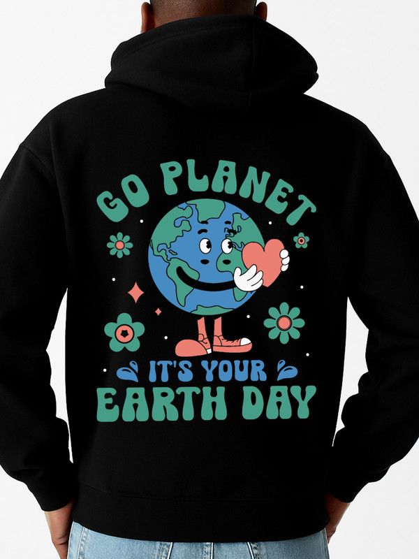 Earth Day Love hoodies earth men's regular fit black Clothing For ...
