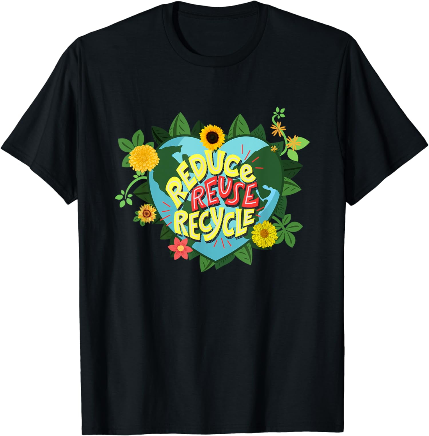 Earth Day Reduce Reuse Recycle Save Planet Veganuary T-Shirt - Walmart.com