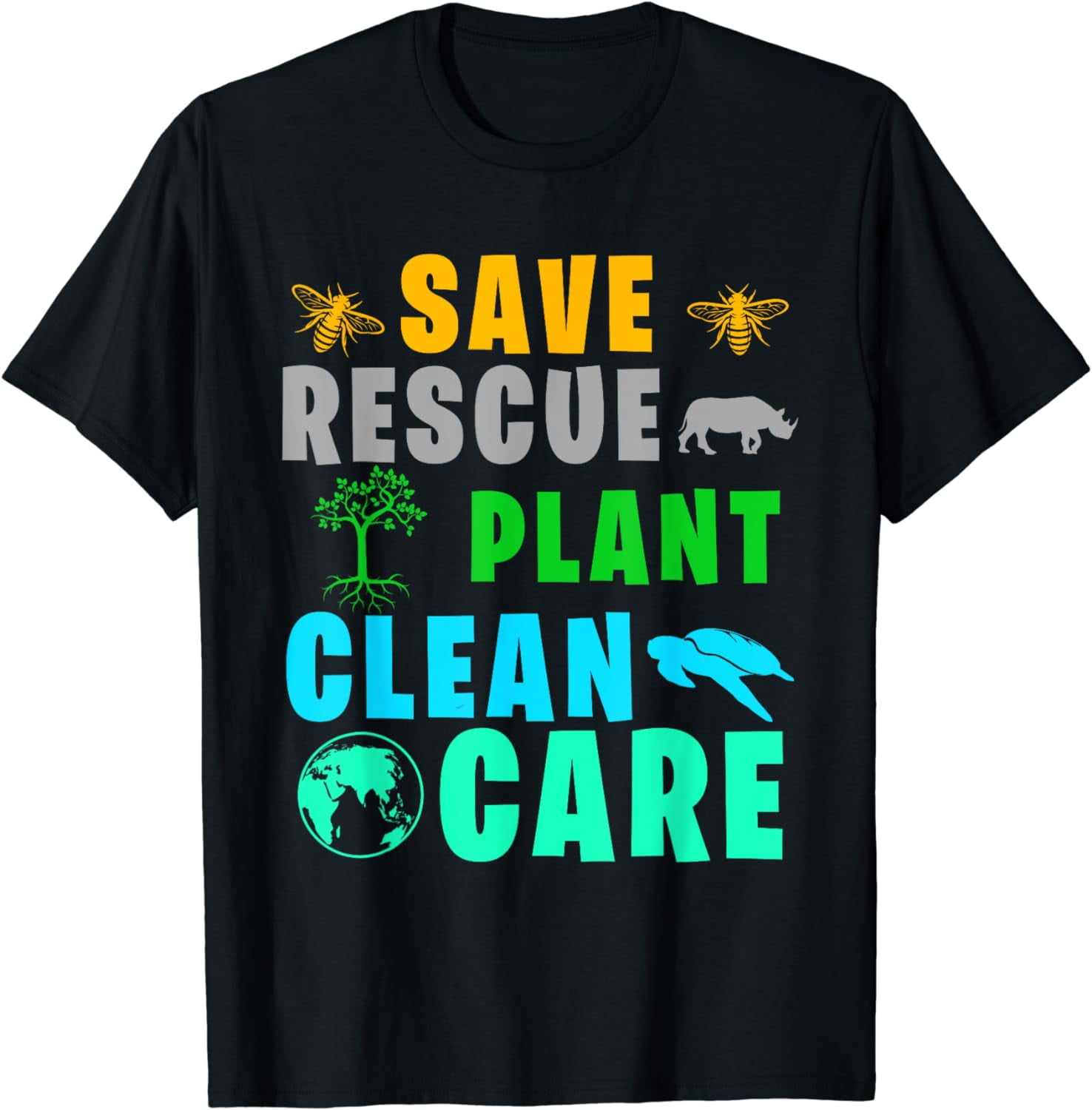 Earth Day Save Bees Rescue Animals Recycle Plastics T-Shirt - Walmart.com