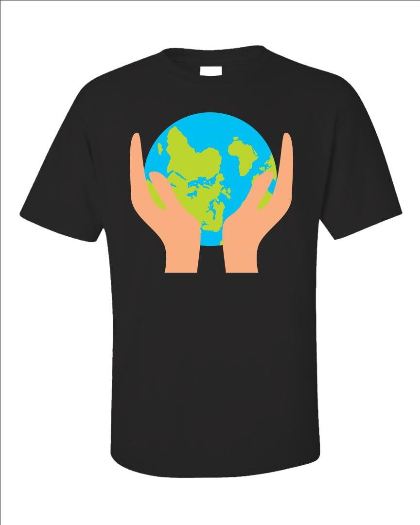 Eco-Friendly Earth Day T-Shirt - Globe in Hands Design - Walmart.com