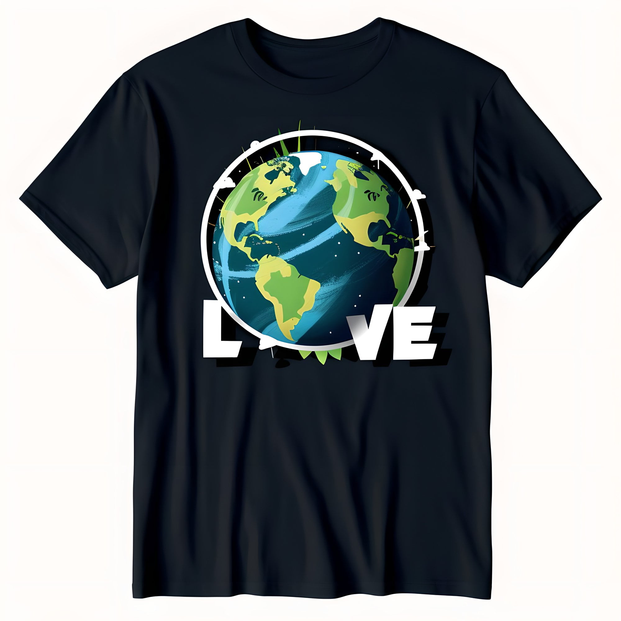 Earth Day To Protect The Environment T-Shirt Short Sleeve Black Tee ...
