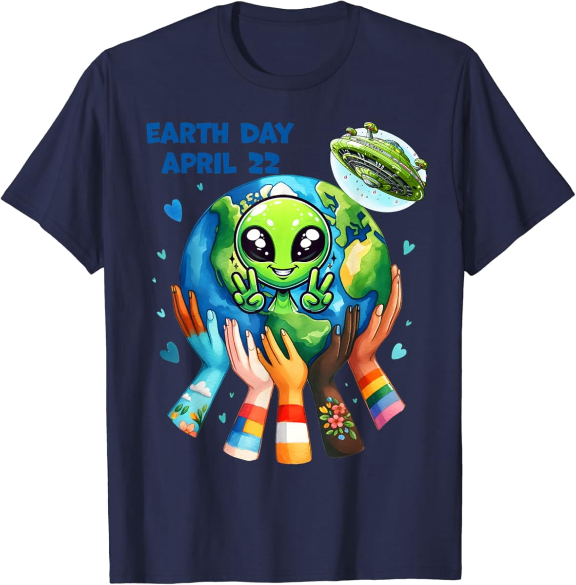 Earth Day Women & Men Happy Alien Cute Earth Day 2024 Unisex T-Shirt S ...