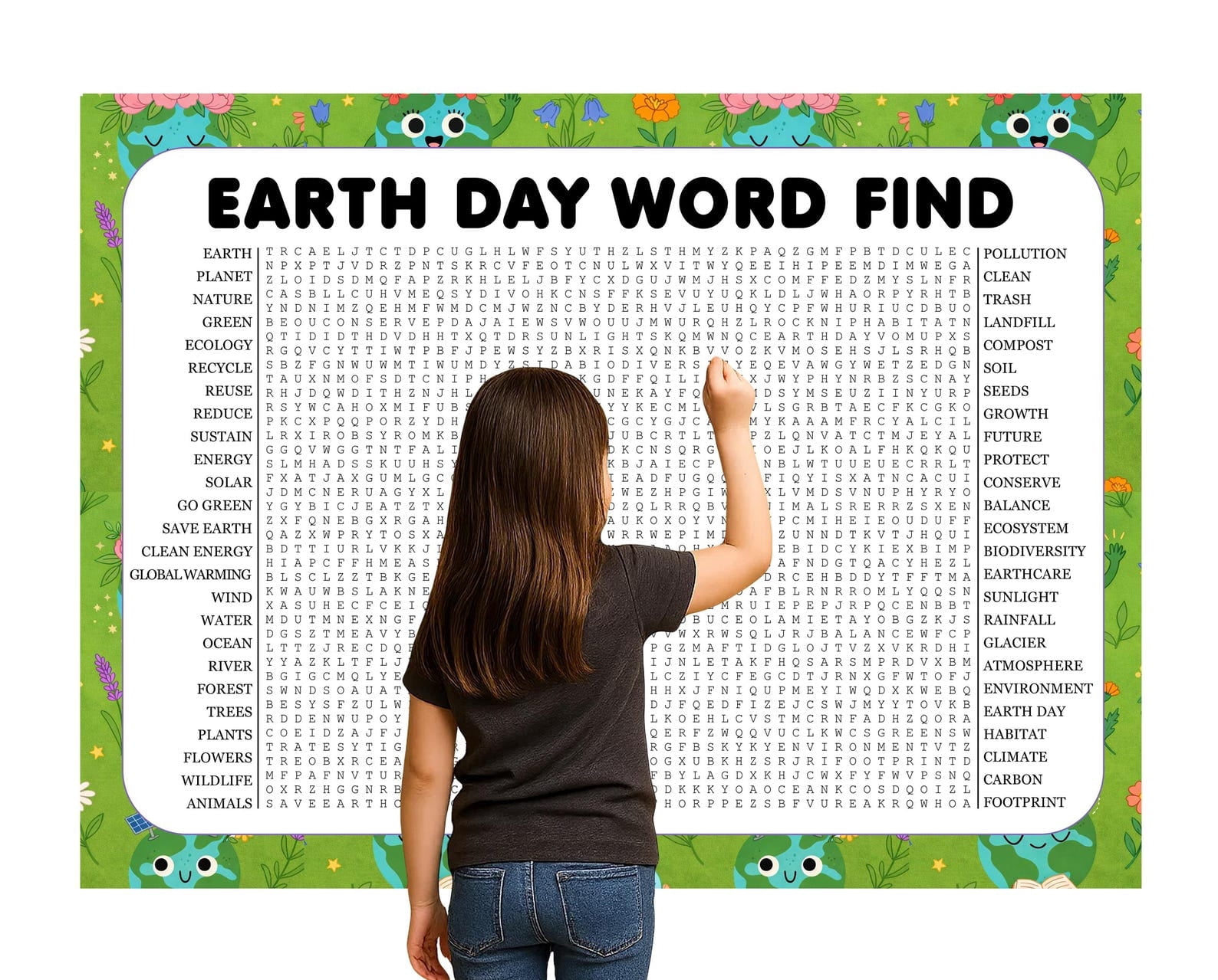 Earth Day Word Search Game, Giant Crossword Puzzle, Large Word Find ...