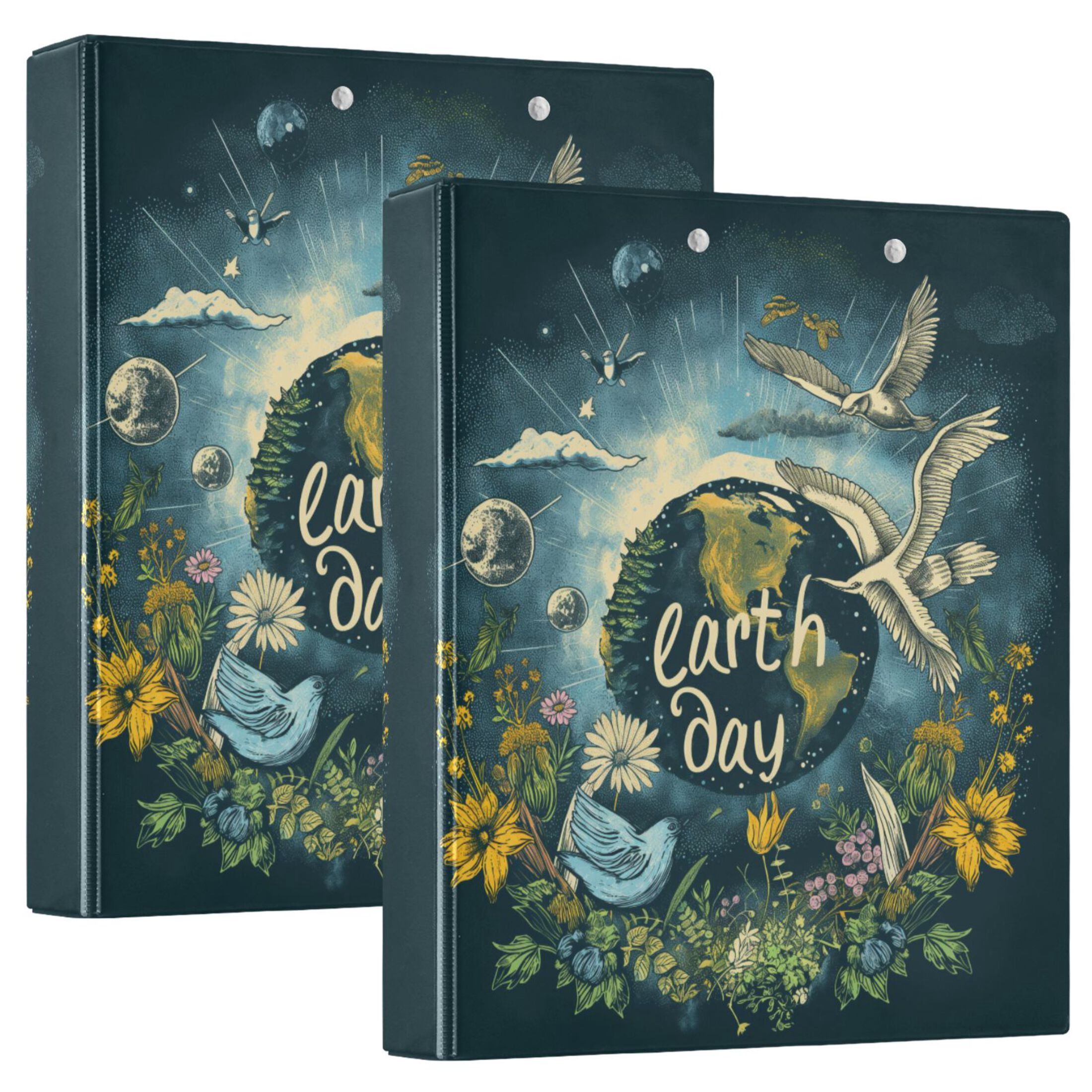 Earth Day Wreath Hardcover 3 Ring Binder 1.5” Round Rings Binder ...