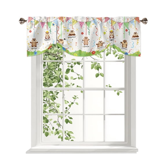 The Earth Dial Mouse Day Tie Up Valances Curtain, Cute Triangular Flags ...