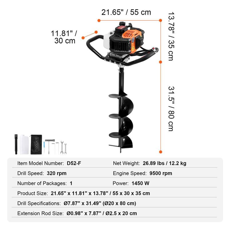 Earth Digger, 42-63cc 1250-2400W Auger Digger, Gasoline Powered Digger ...