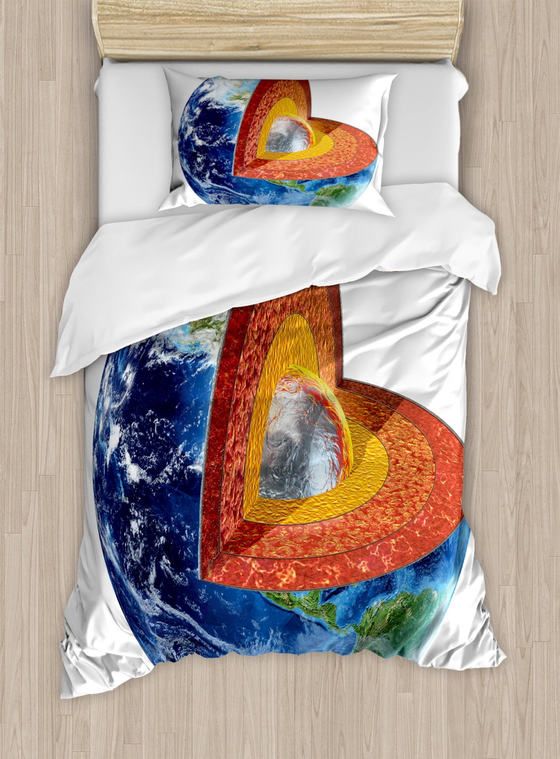 Earth Duvet Cover Set Twin Size, Earth Image Showing the Inner Core ...