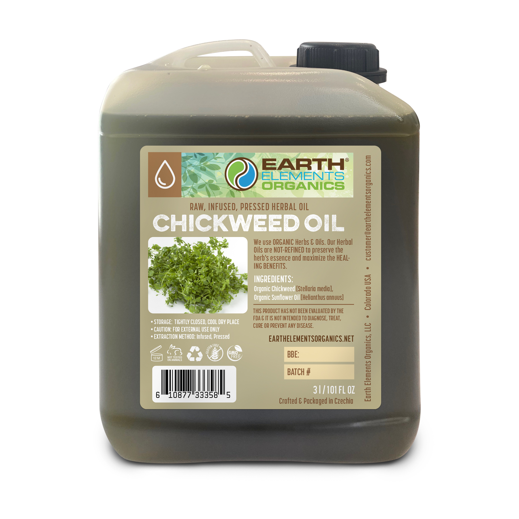 Earth Elements Organics Organic Chickweed Oil Raw, Infused, Herbal Oil ...