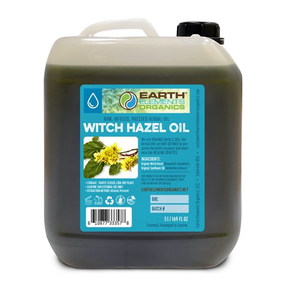 Earth Elements Organics Witch Hazel Oil Raw with Sunflower Oil, Infused ...