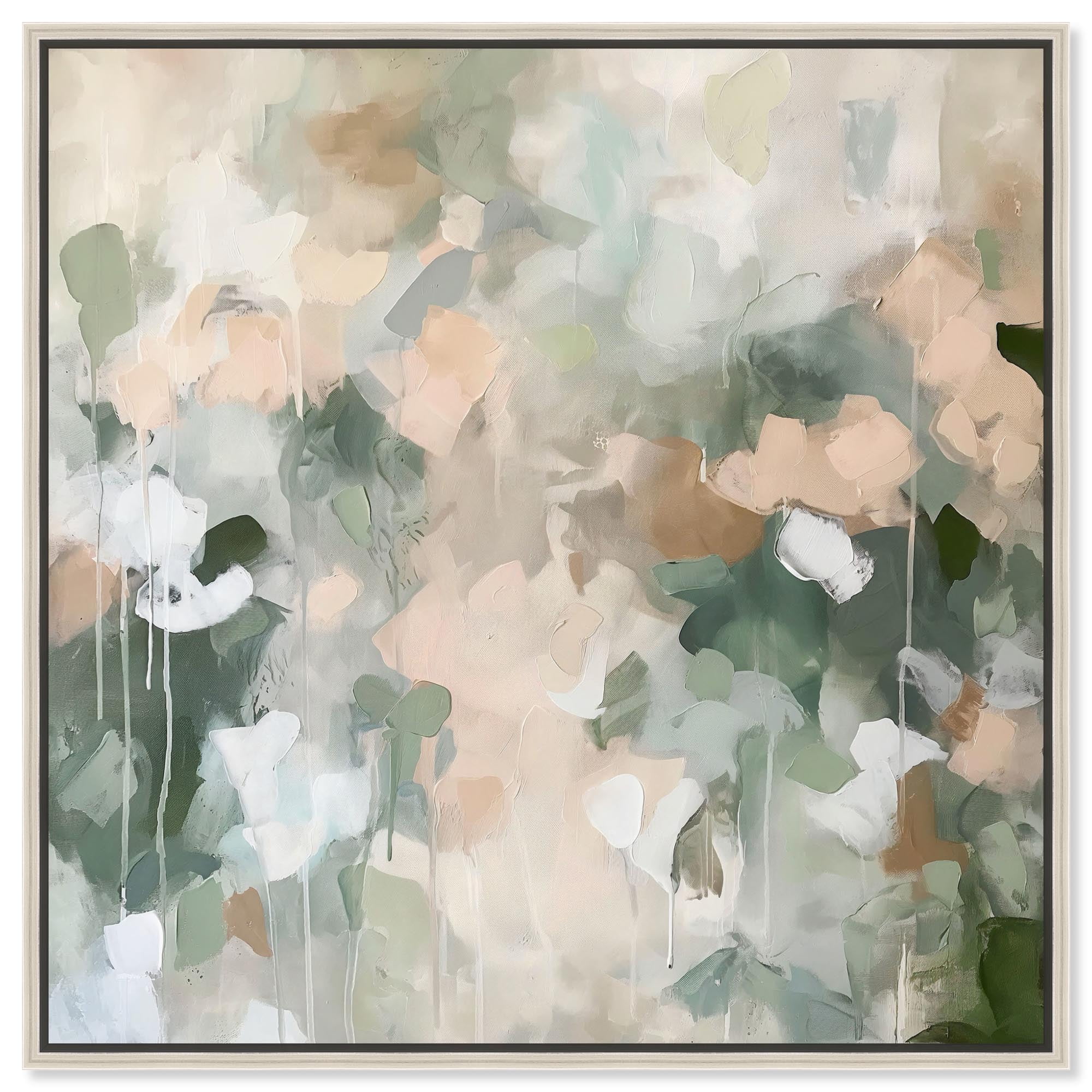 Earth & Emerald Rhythm Canvas Minimal Abstracts by Art Remedy, Silver ...