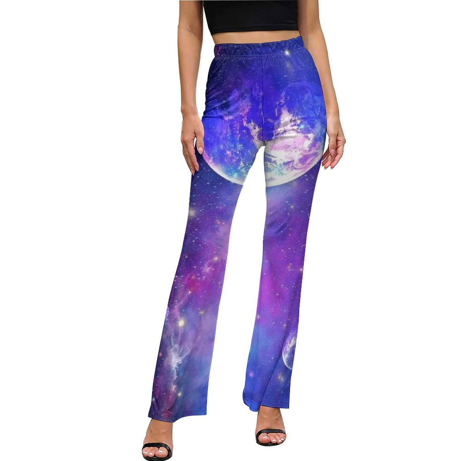 Earth Galaxy Space High Waisted Casual Flared Trousers Summer Home Pants Gift Street Fashion ...