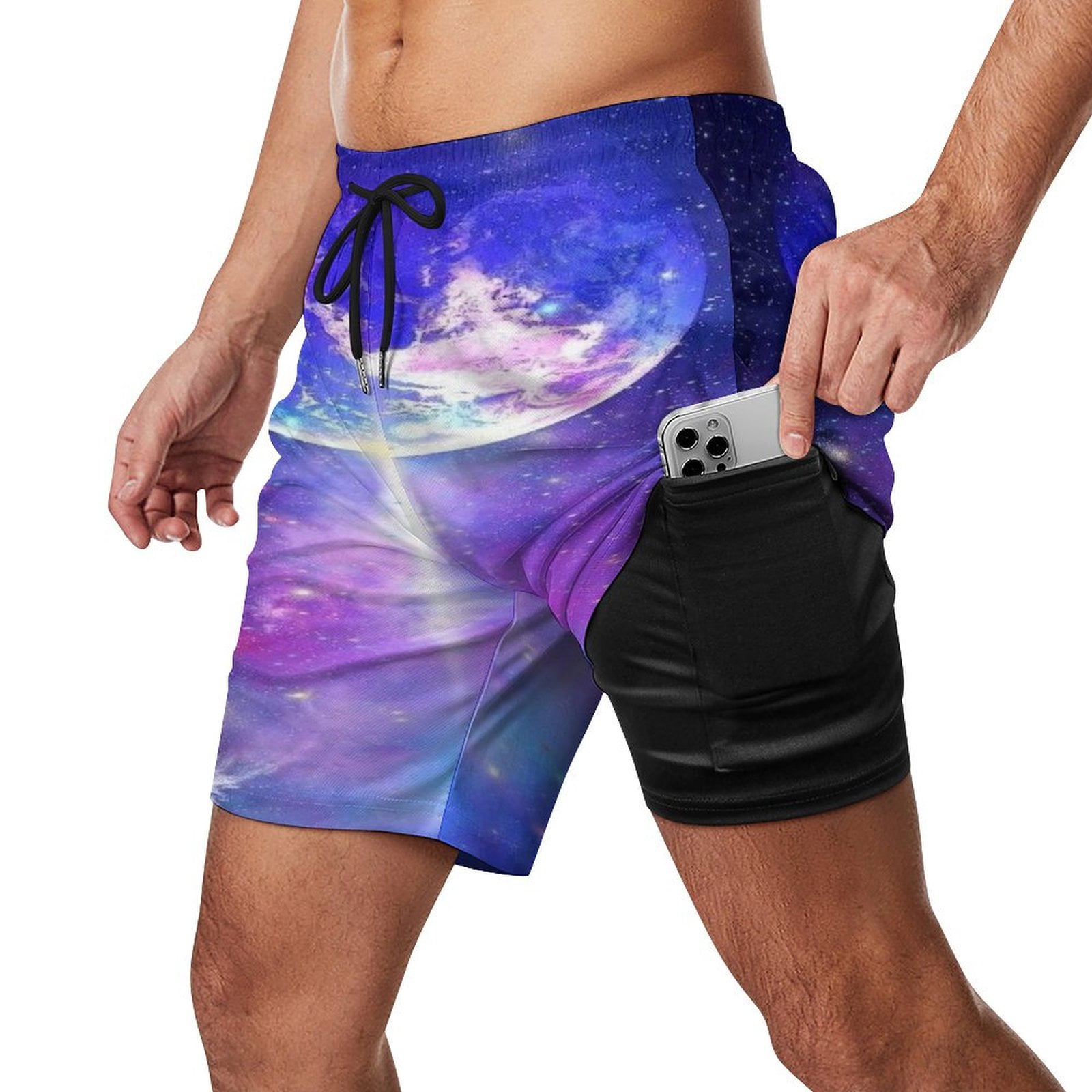 Earth Galaxy Space Quick Dry Swimming Shorts For Men Swimwear Swimsuit ...