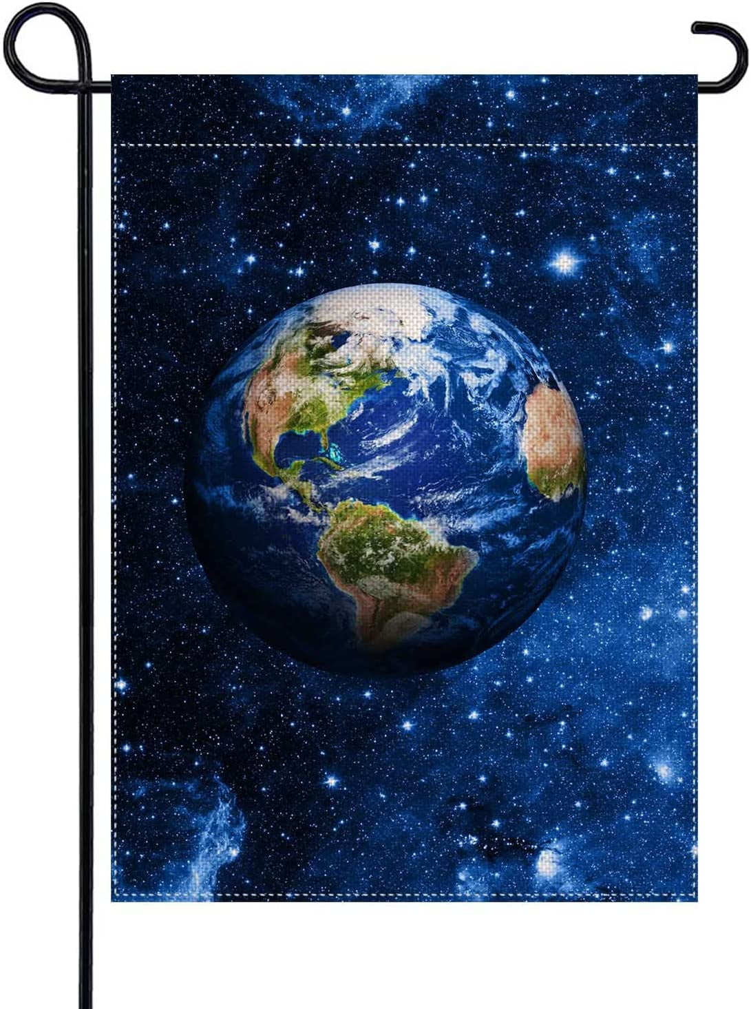 Earth Garden Flags Double Sided Blue Planet Outer Stars Space Universe ...