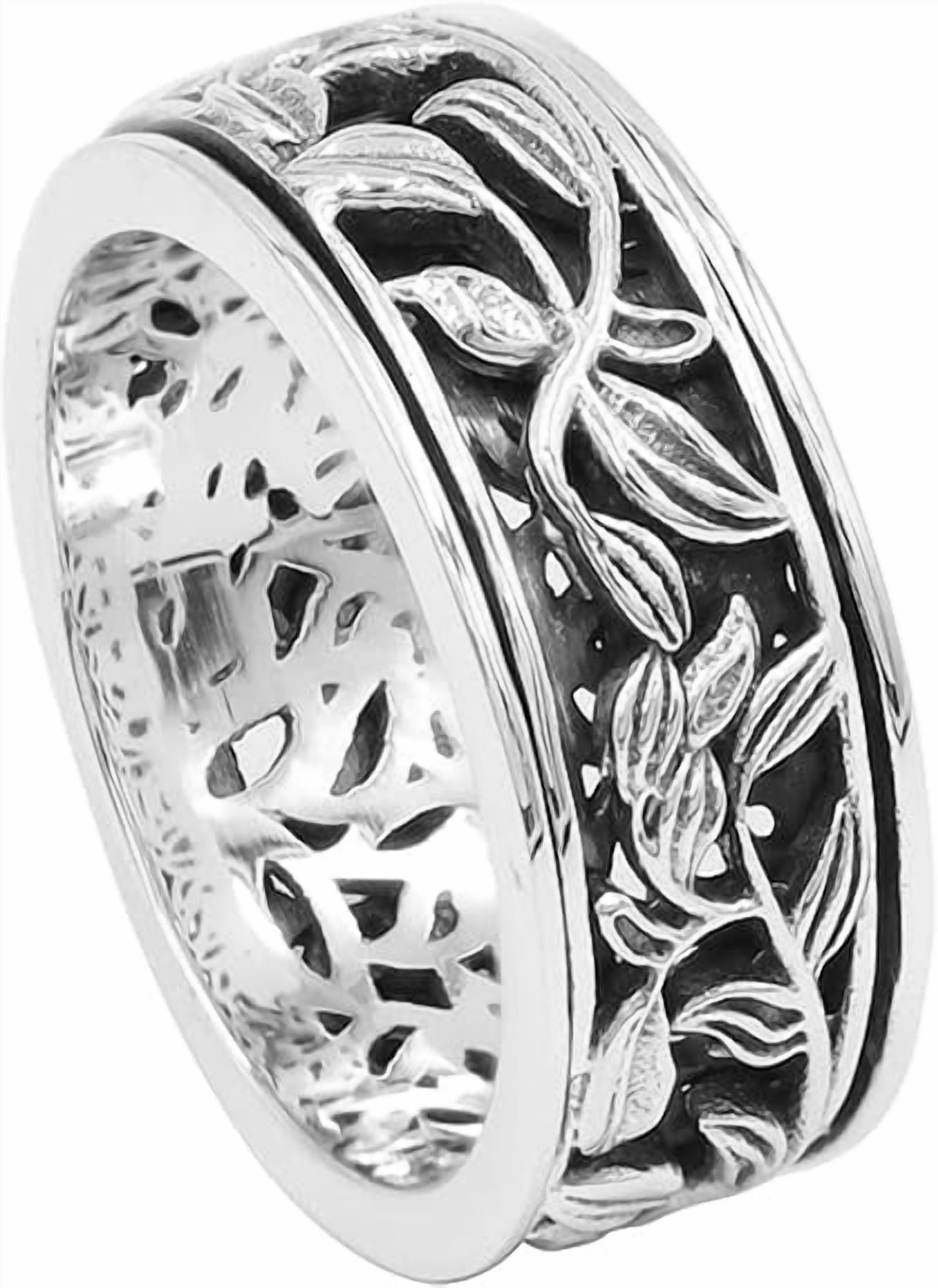 Earth Gems Jewelry 925 Sterling Silver Spinner Ring Fidget Anxiety Ring ...