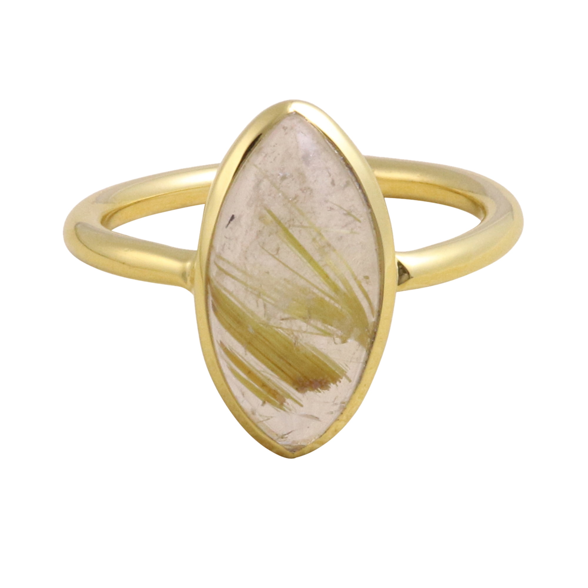 Earth Gems Jewelry Rutilated Quartz Ring Sterling Silver Ring Golden ...