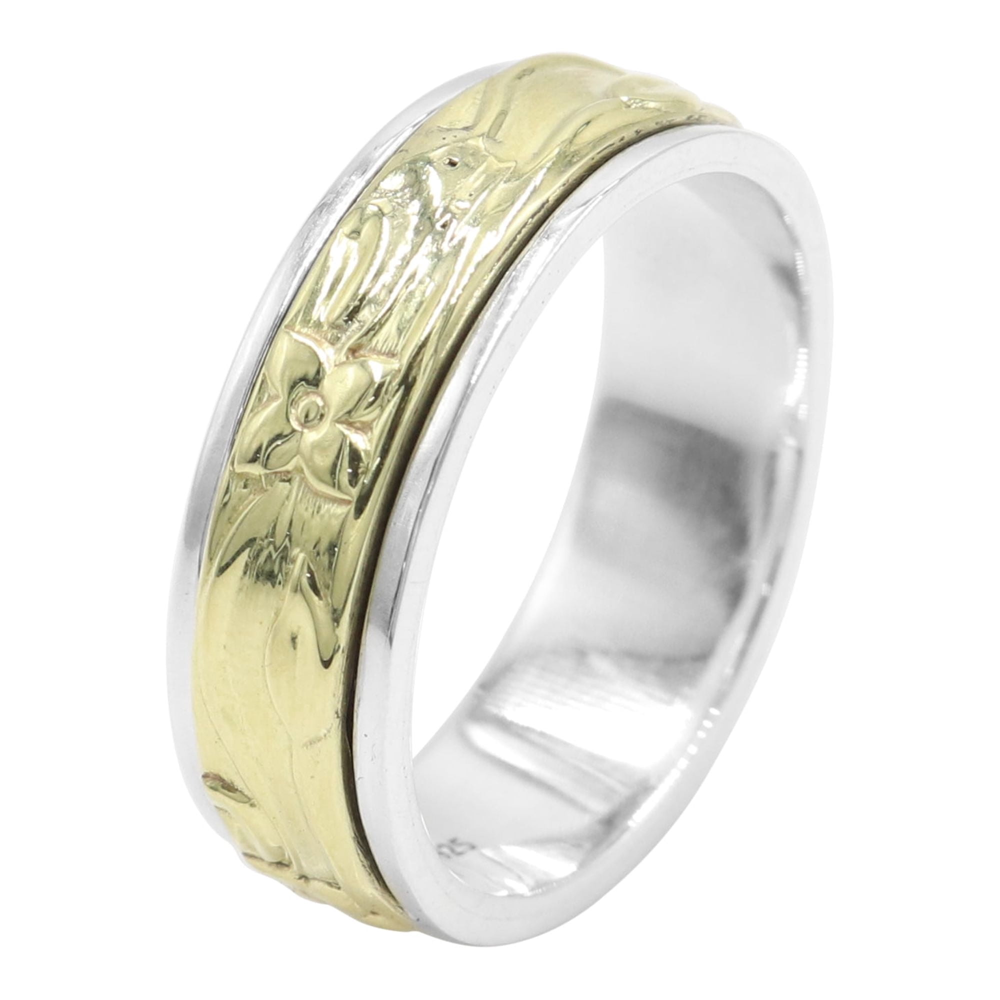 Earth Gems Jewelry Spinner Ring Fidget Ring Sterling Silver Ring Brass ...
