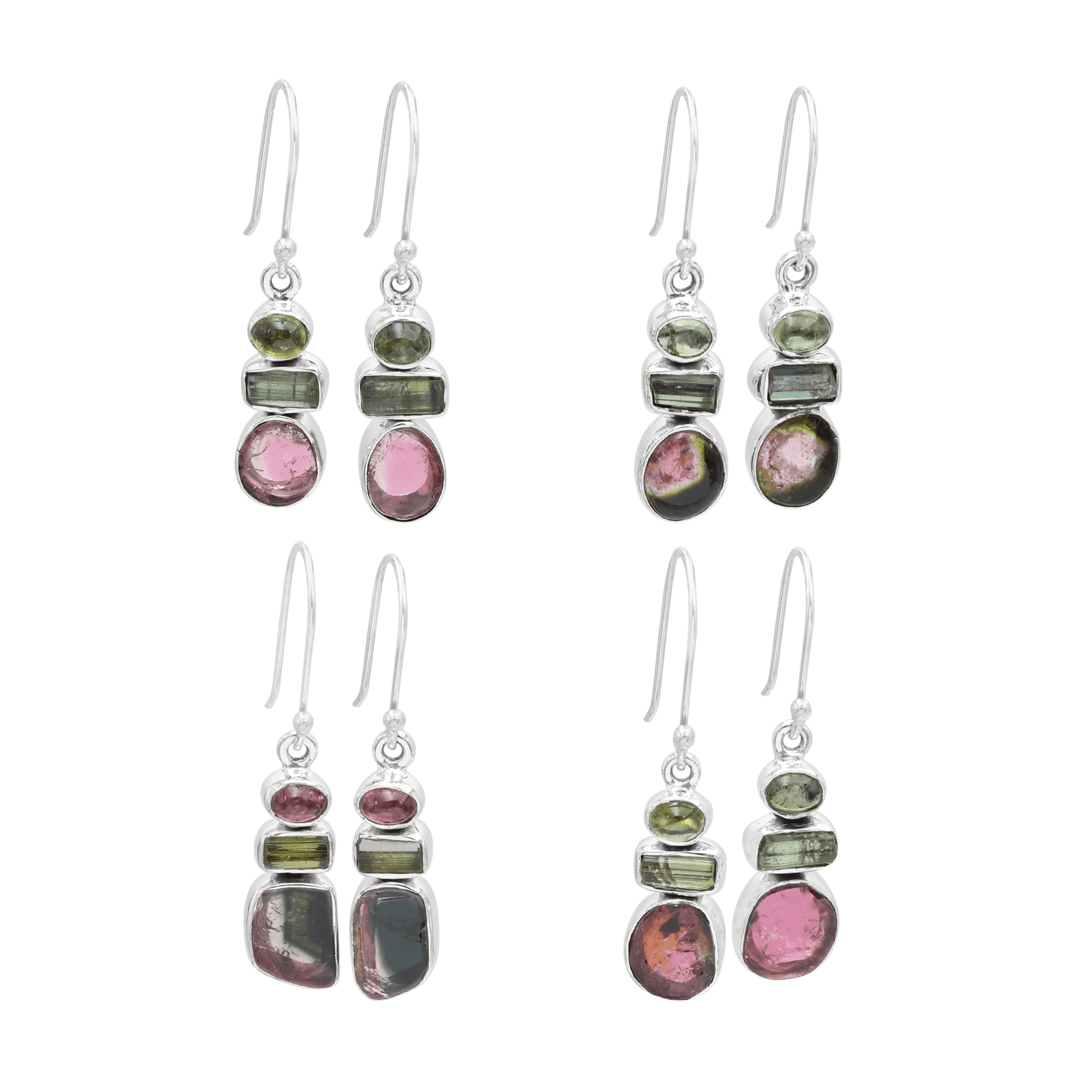 Earth Gems Jewelry Watermelon Tourmaline Earrings for Women Solid 925 ...
