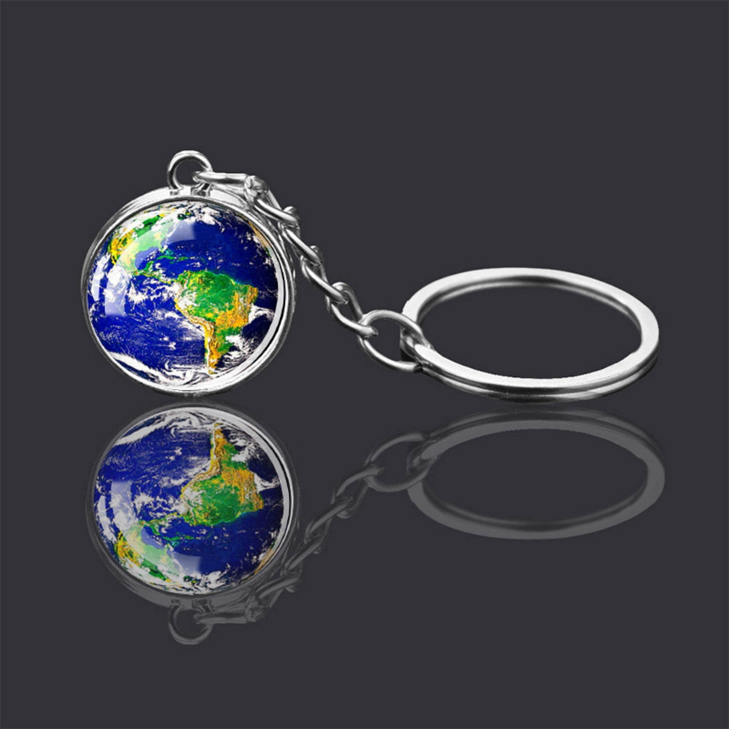 Earth Glow in The Dark Glass Dome Keychain, Solar System Space Themed ...
