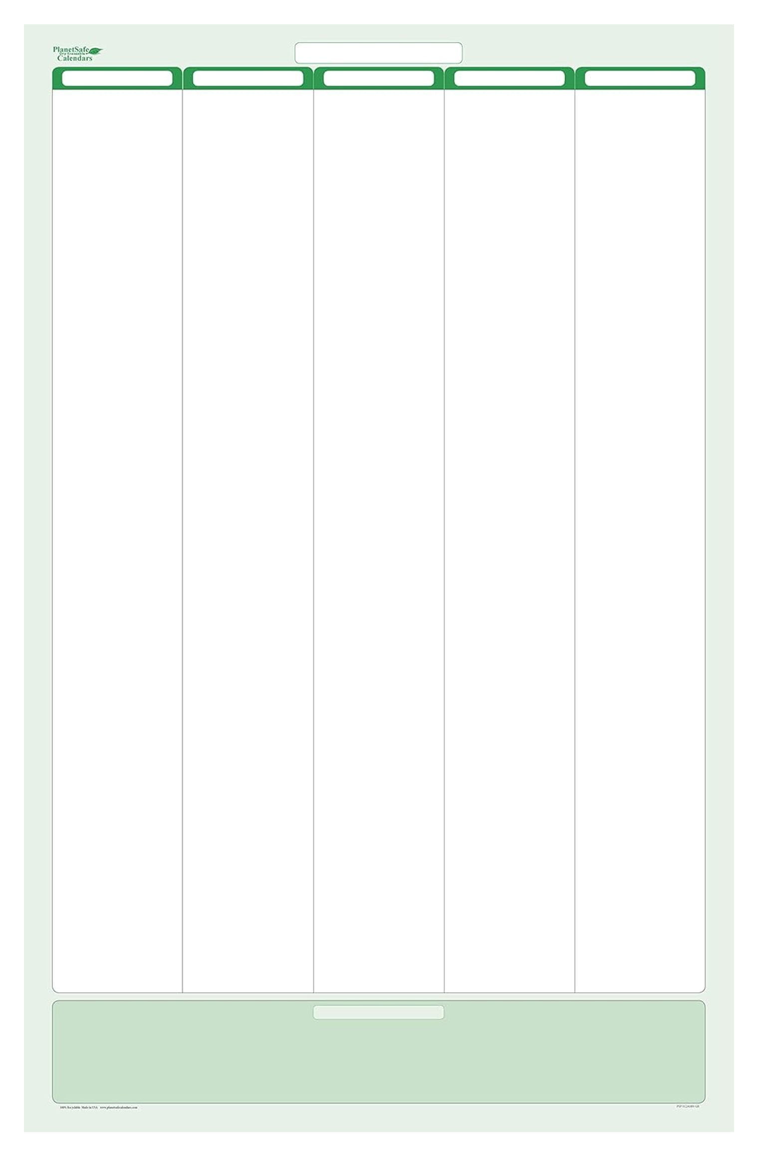 Earth Green 5-Column Dry-Erasable Task, Goals & Objectives Wall ...