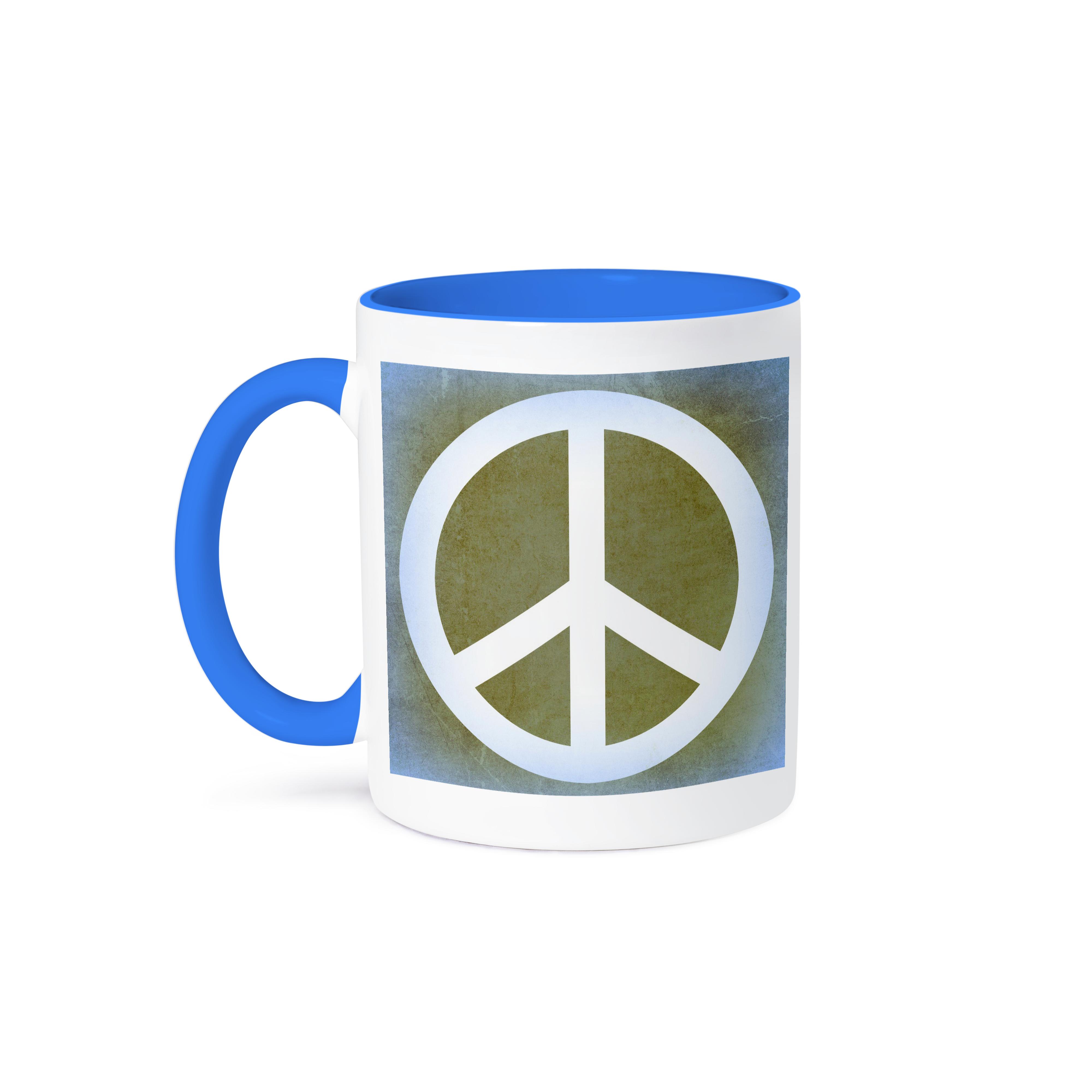3dRose, Earth Green Sky Blue Peace Sign- Inspirational Art, 15oz Two ...
