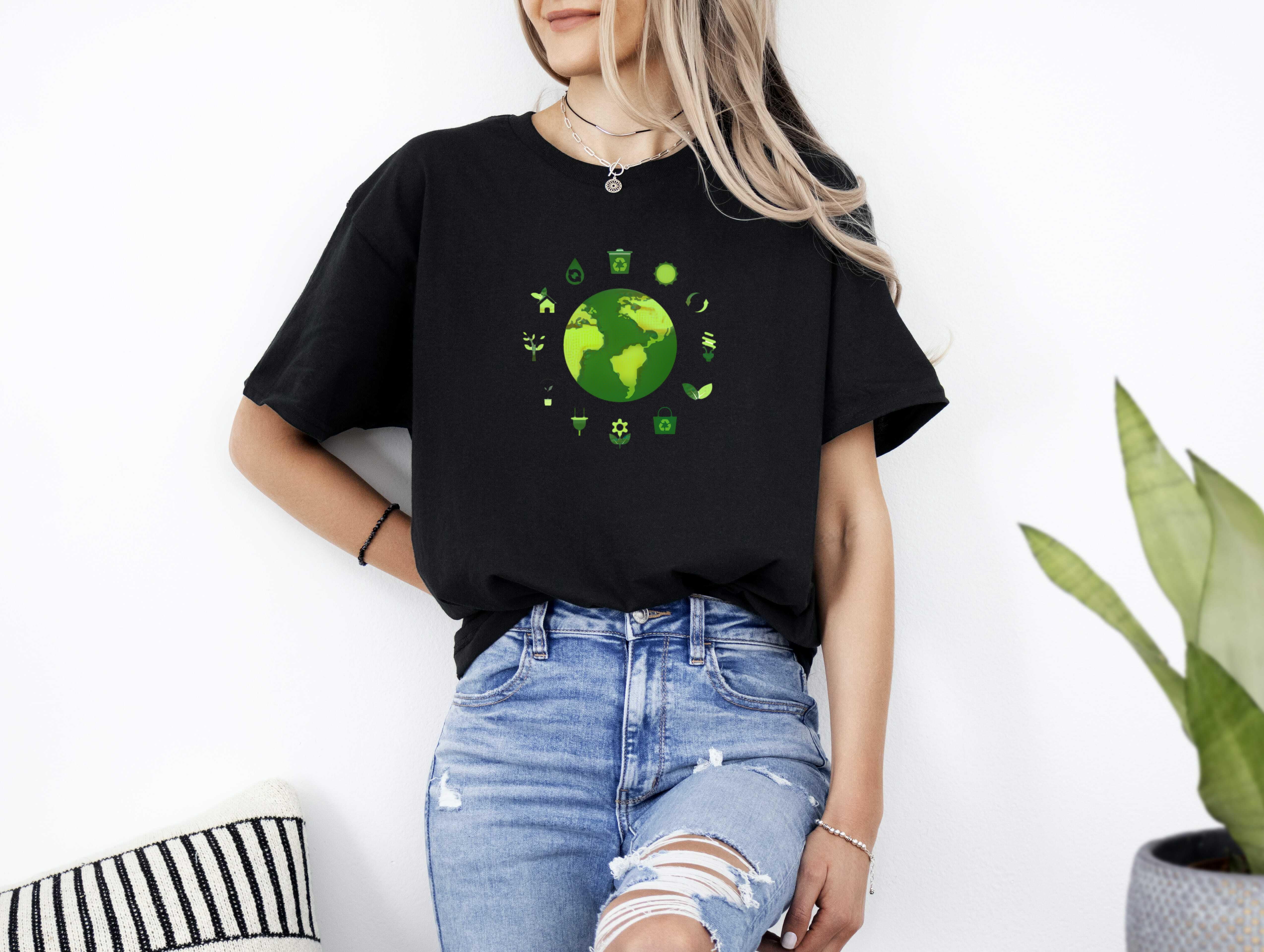 Earth Illustration With Green Message And Wholesome Nature Vibe T-Shirt ...