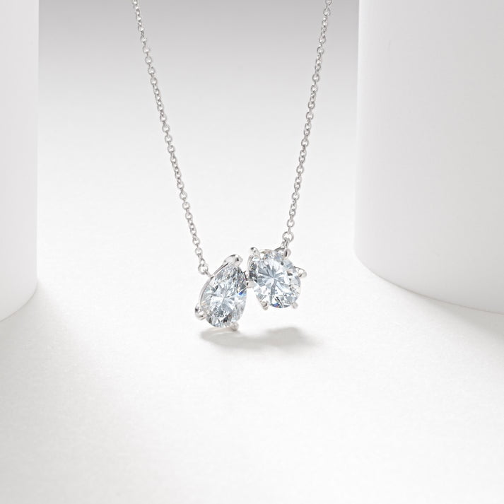 Earth Jewel 14K White Gold Plated Neckless - 1.4 Ct Pear Cut Lab ...