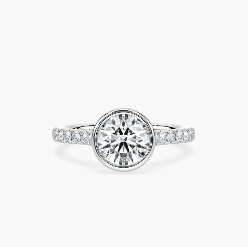 Earth Jewel 14K White Gold Plated Simple Bezel Set Engagement Ring - 2. ...