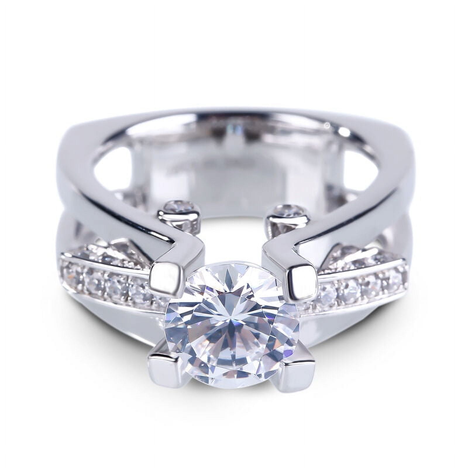 Earth Jewel 14K White Gold Plated Wedding Rings - 1.8 Ct Round Brilliant Cut Diamond Rings ...