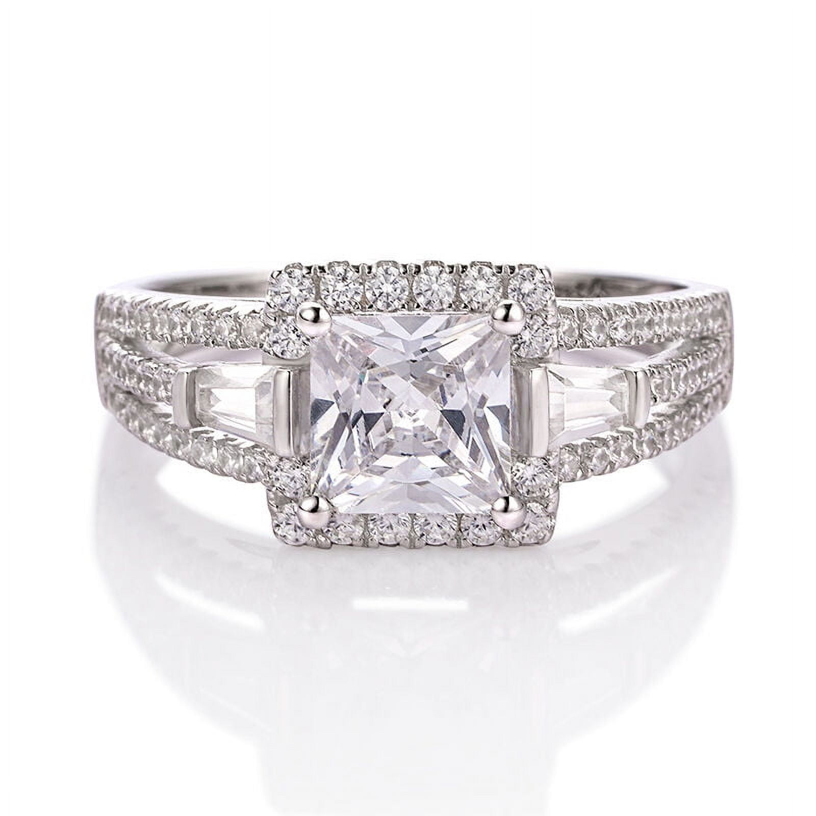 Earth Jewel 2.1 Ct Princess Cut Diamond Rings - 14K White Gold Plated ...