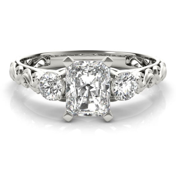 Earth Jewel 2.13 Ct Lab Created Radiant Cut Diamond Ring - Three Stone ...