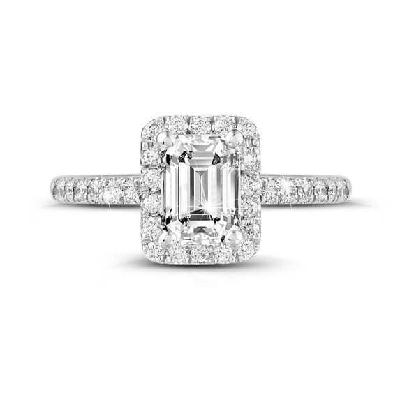 Earth Jewel Emerald Cut Lab Created Diamond Ring - 14K White Gold ...