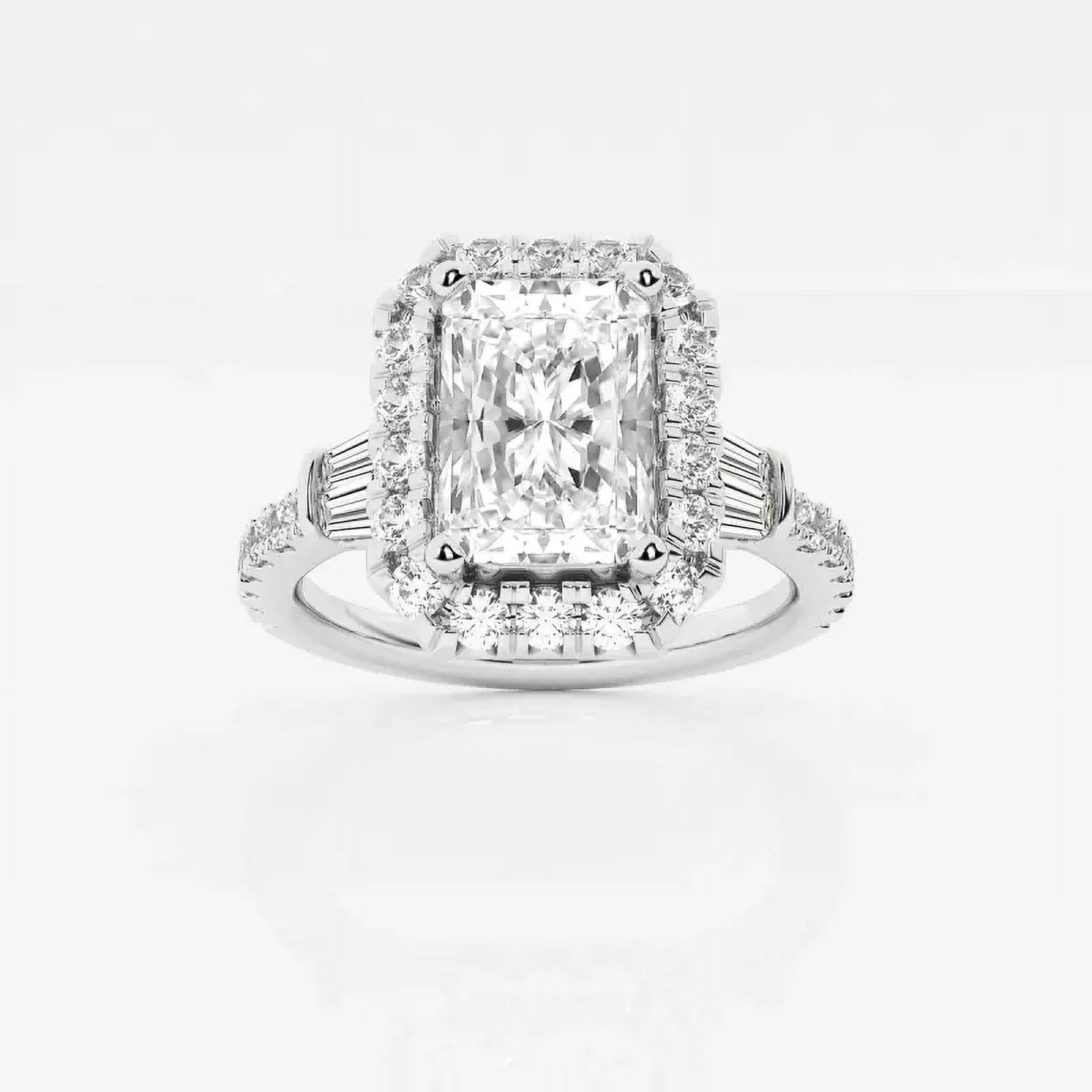 Earth Jewel Lustrous 2.1 Ct Radiant Cut Lab Created Diamond Halo Engagement Wedding Ring for ...