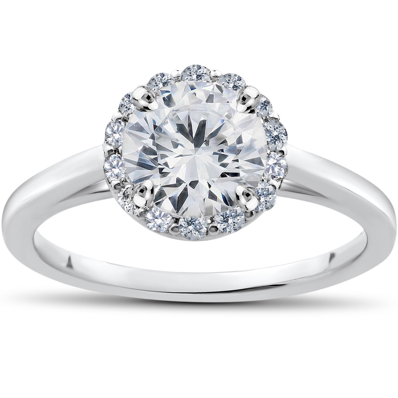 Earth Jewelry 1.8 Ct Round Cut Moissanite Rings - 14K White Gold Plated ...