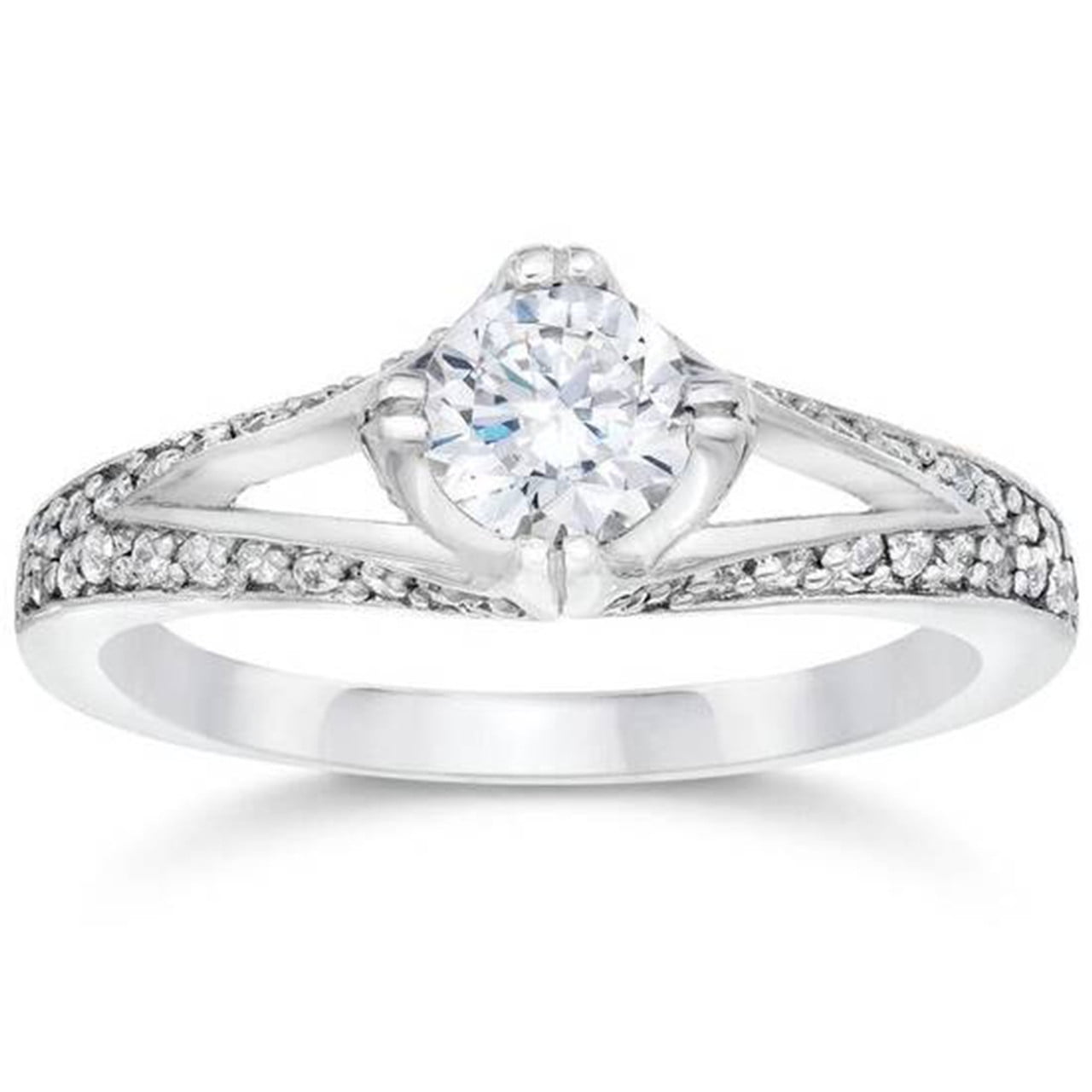 Earth Jewelry 1 Ct Moissanite Ring - Elegant Round Cut Engagement Ring ...