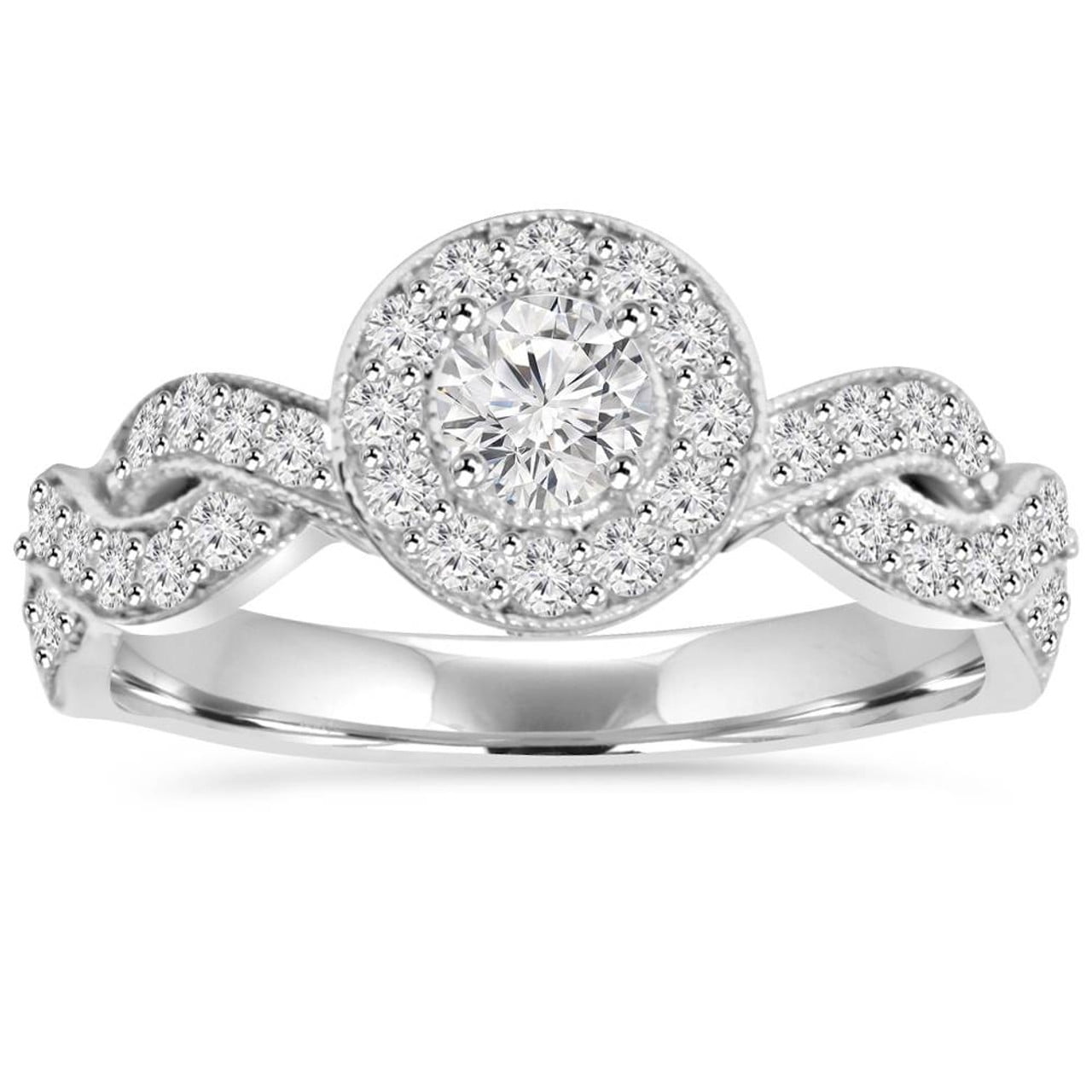 Earth Jewelry 14K White Gold Plated Moissanite Wedding Anniversary Ring ...