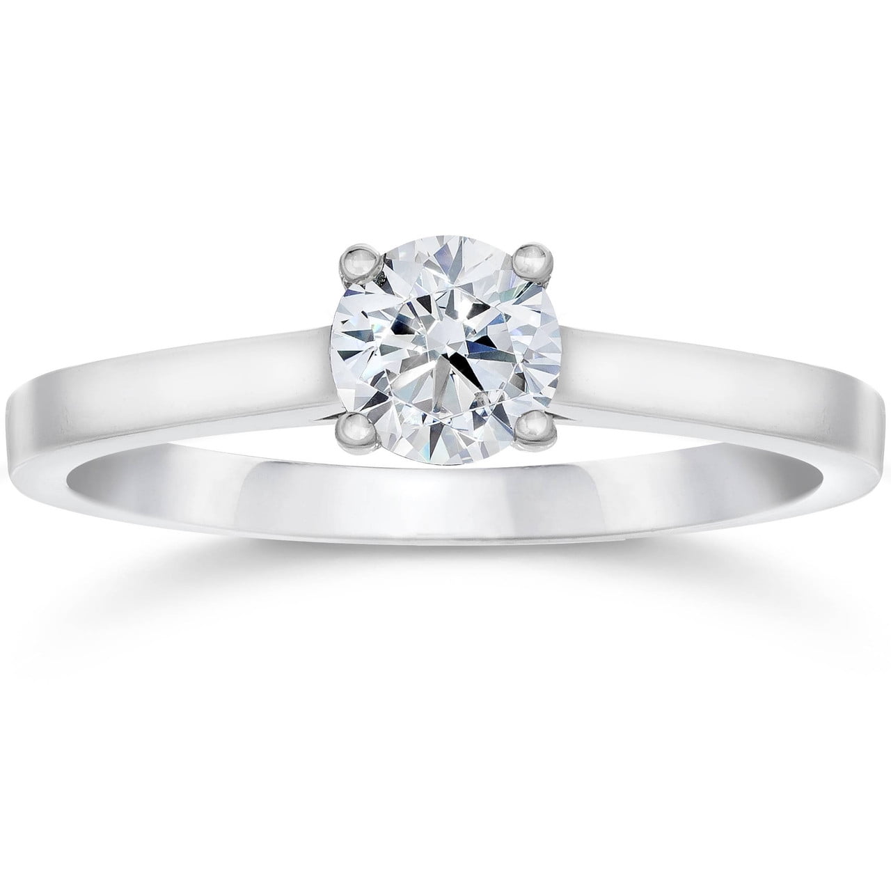 Earth Jewelry 14K White Gold Plated Rings - 1 Ct Round Cut Moissanite ...