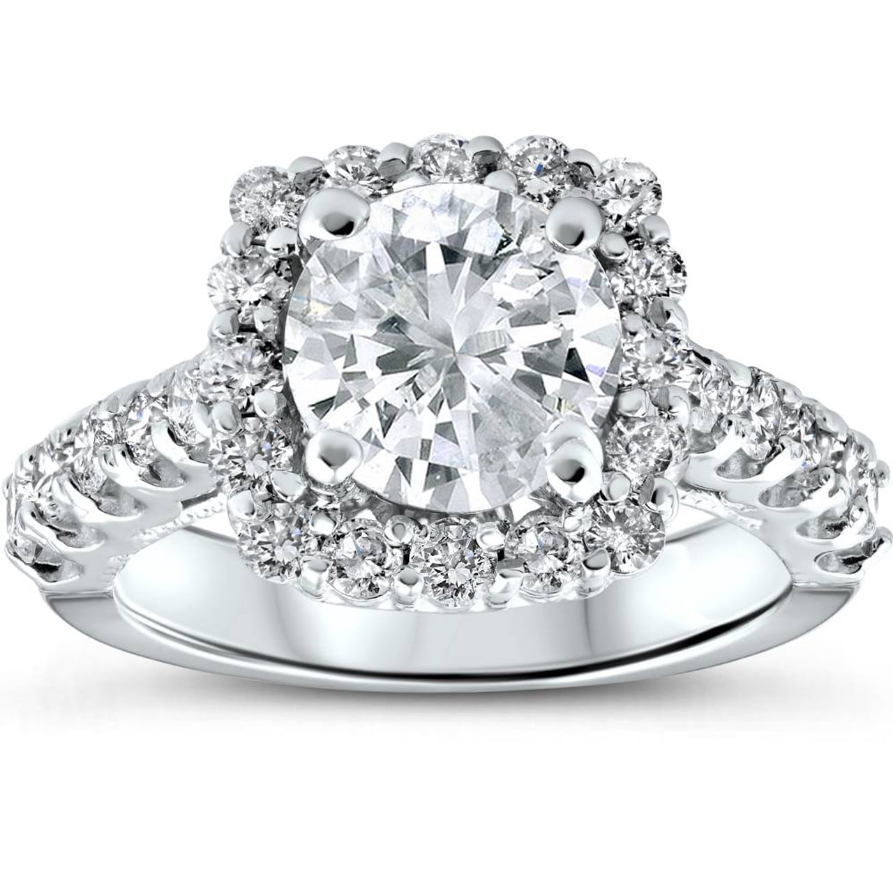 Earth Jewelry Brilliant 2 Ct Round Cut Moissanite Engagement Ring ...