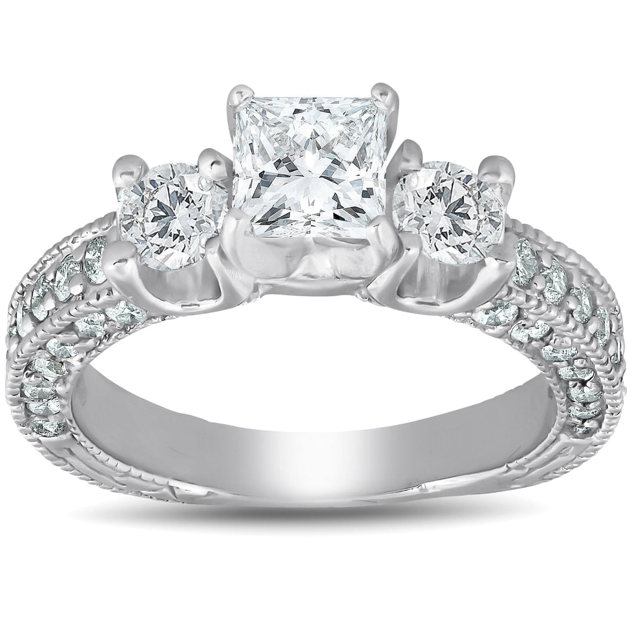 Earth Jewelry Classic 1.8 Ct Princess Cut Moissanite Engagement Ring ...